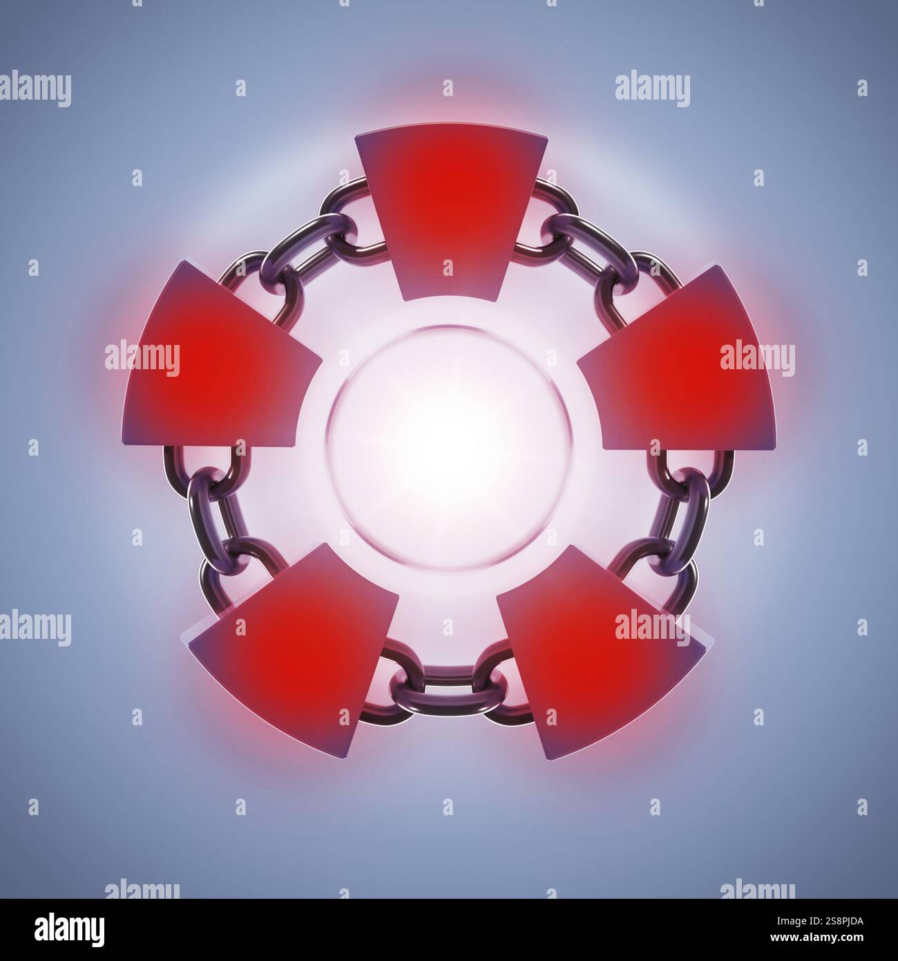 A red glowing blockchain ring symbol.3D illustration Stock Photo - Alamy