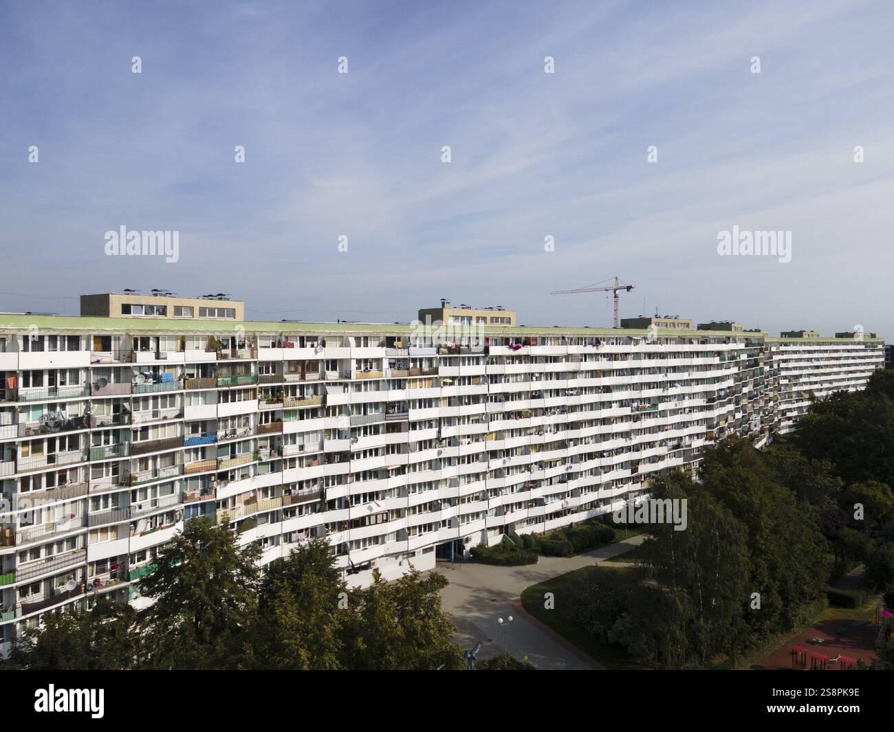 GdaNsk. Postwar, modernist block building called falowiec, in the ...