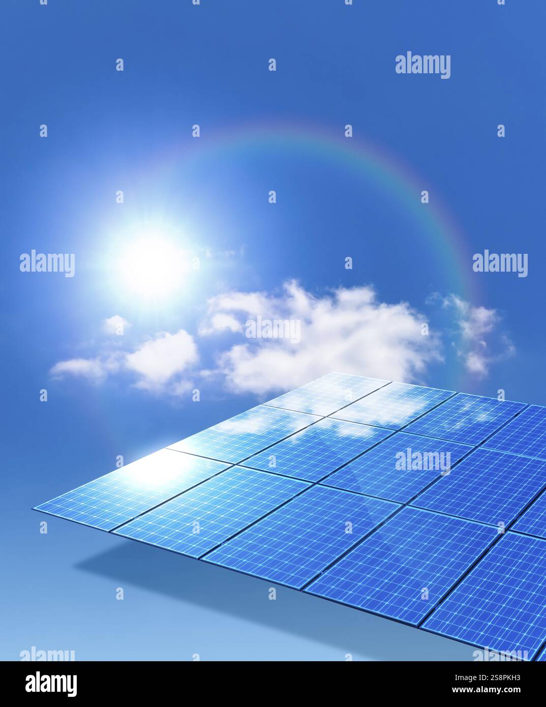 An image of a nice solar panel with a rainbow Stock Photo - Alamy