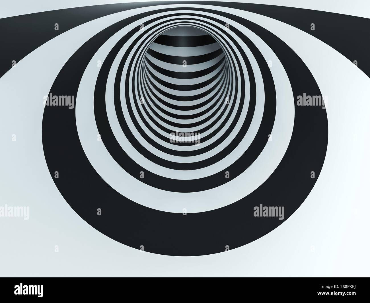 Optical illusion black and white tunnel 3D illustration Stock Photo - Alamy