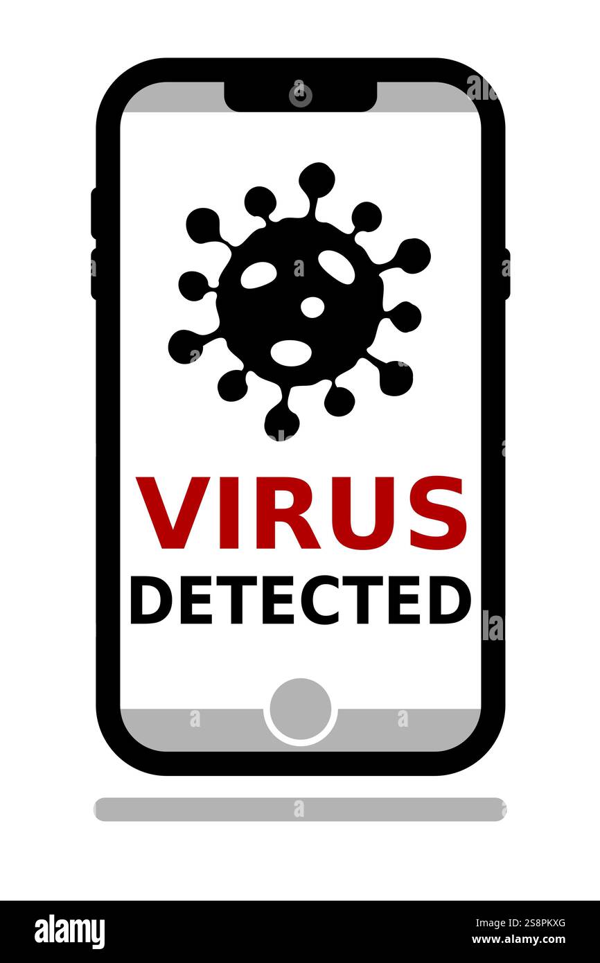 An illustration of a mobile phone virus detection app Stock Photo - Alamy