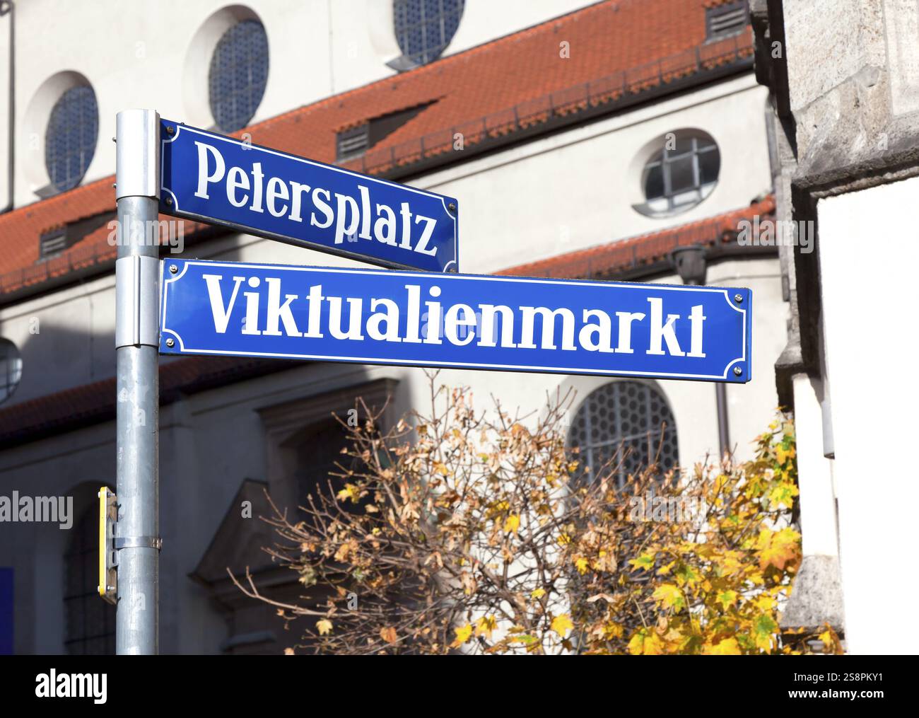 An image of a street sign in Munich at the famous Viktualienmarkt and ...