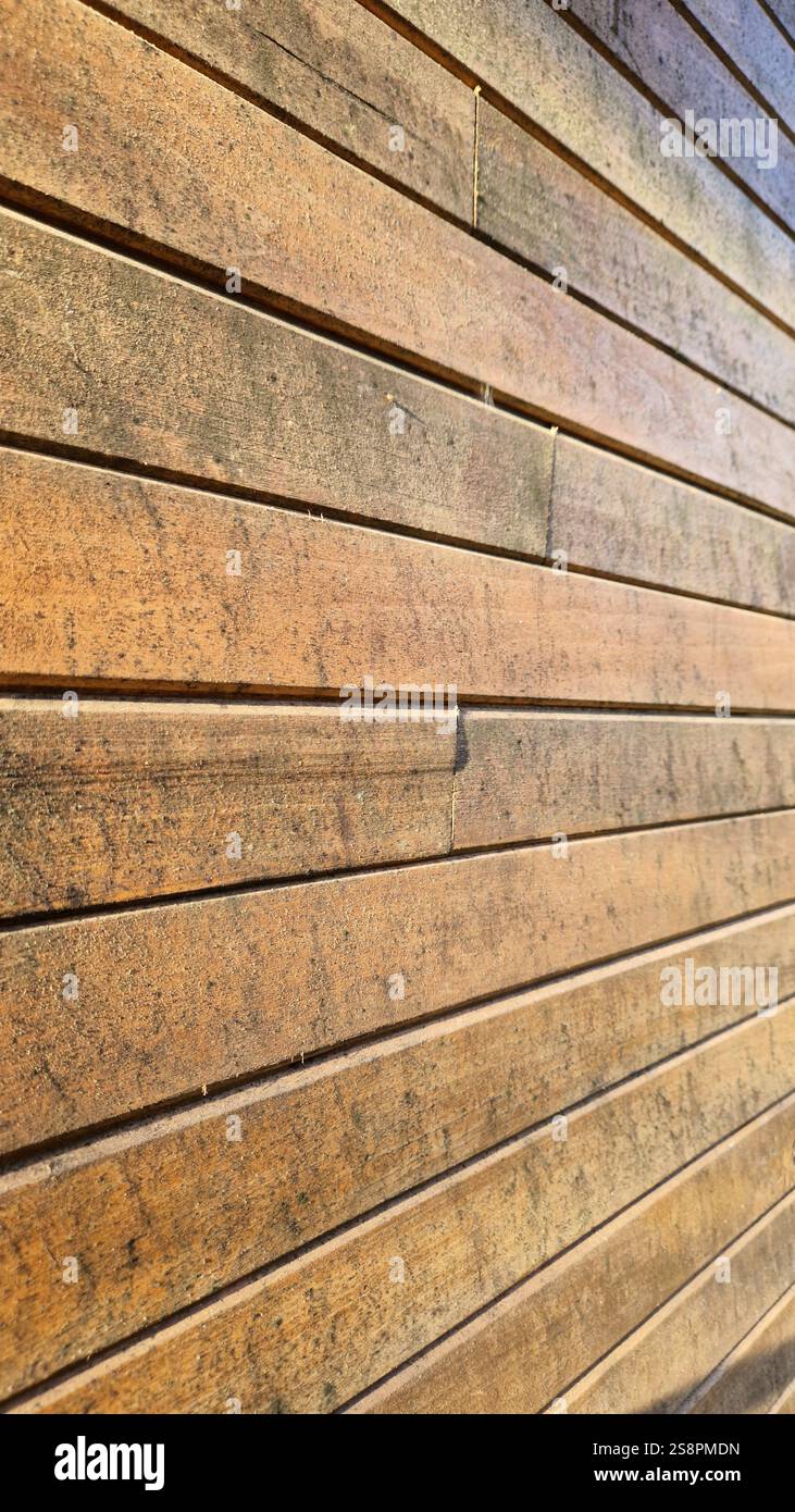 Detailed shot of old wooden planks with visible grain and natural ...