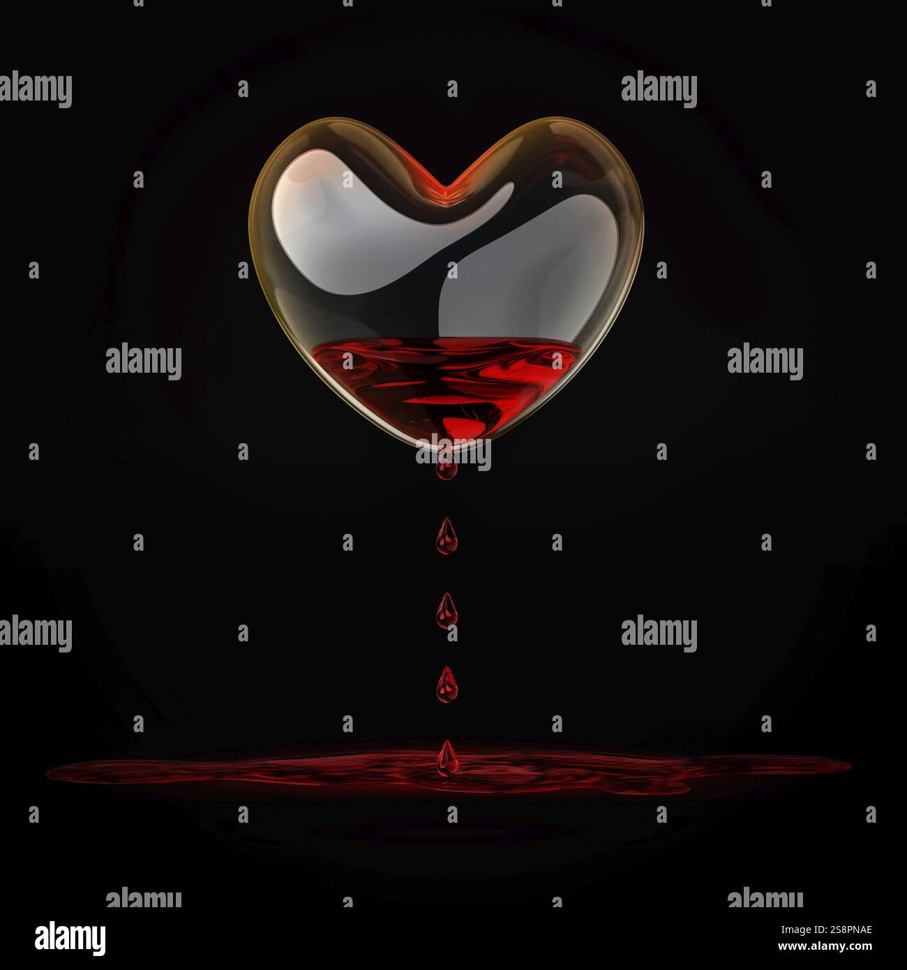 A bleeding heart of glass 3D illustration Stock Photo - Alamy