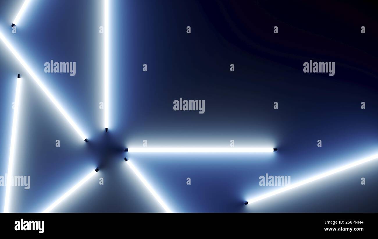 Blue neon tubes background. 3D illustration Stock Photo - Alamy