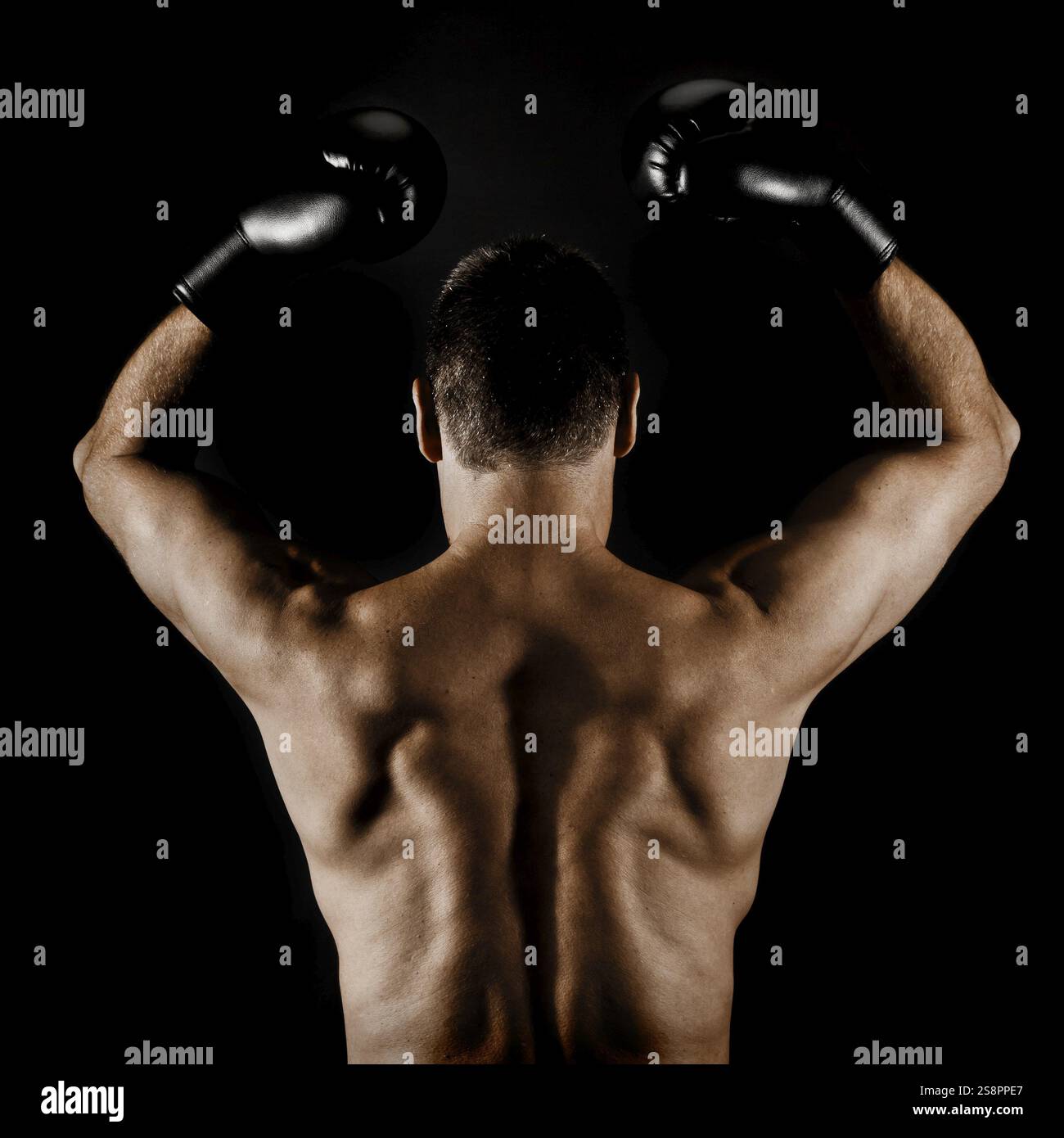 An image of a boxer in a winner pose Stock Photo - Alamy
