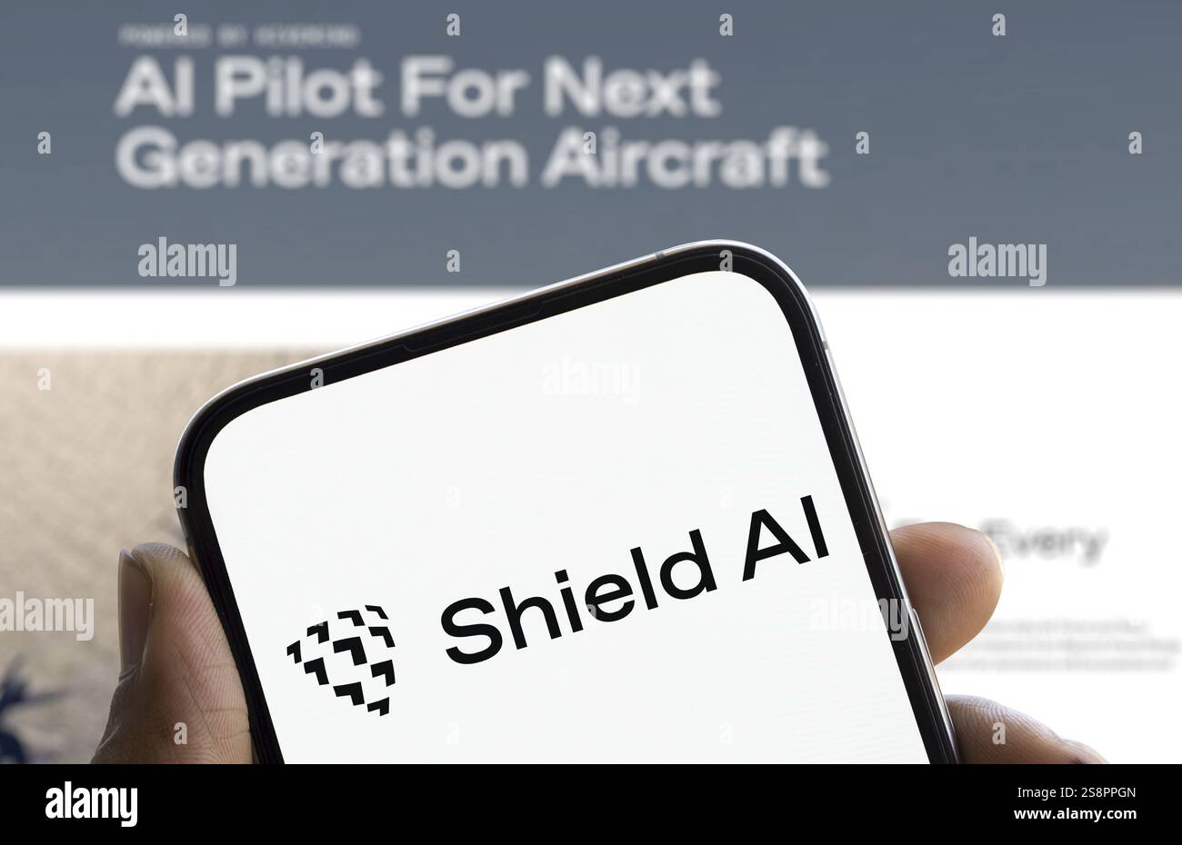 Shield ai logo is displayed on smartphone. Shield AI is an American ...
