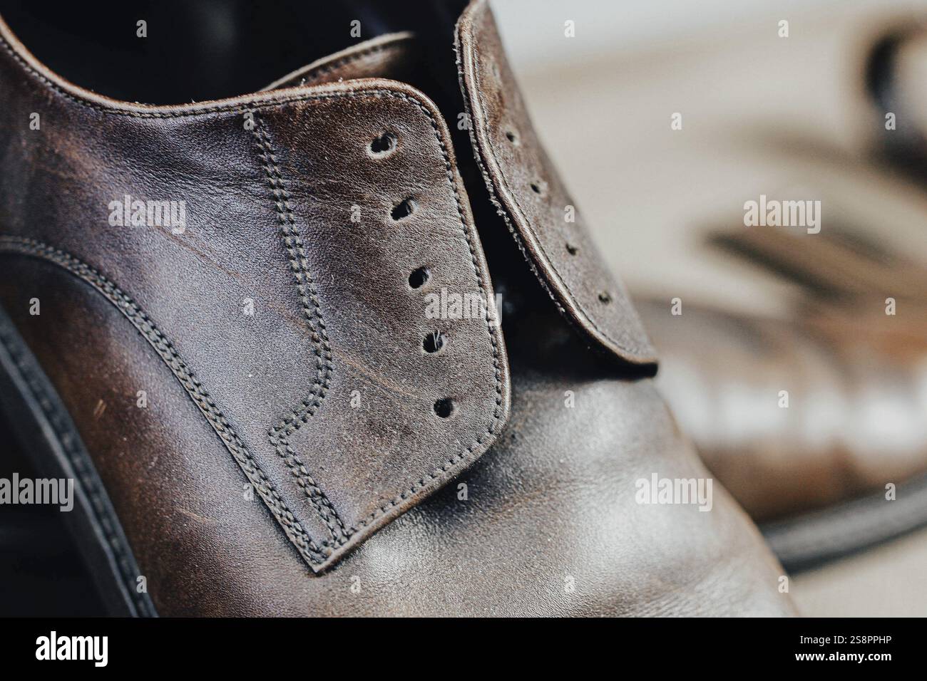 Detailed view brown shoe hi-res stock photography and images - Alamy