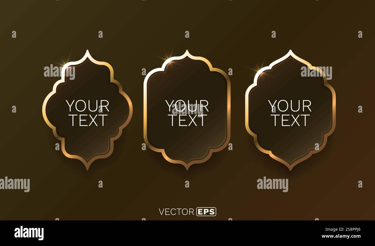 Figure gold frame, golden color set, minimal label message. Vector ...