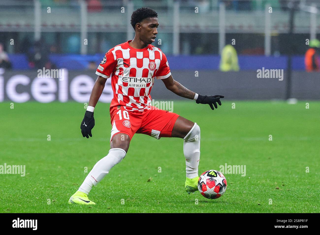 Yaser Asprilla of Girona FC seen in action during UEFA Champions League ...