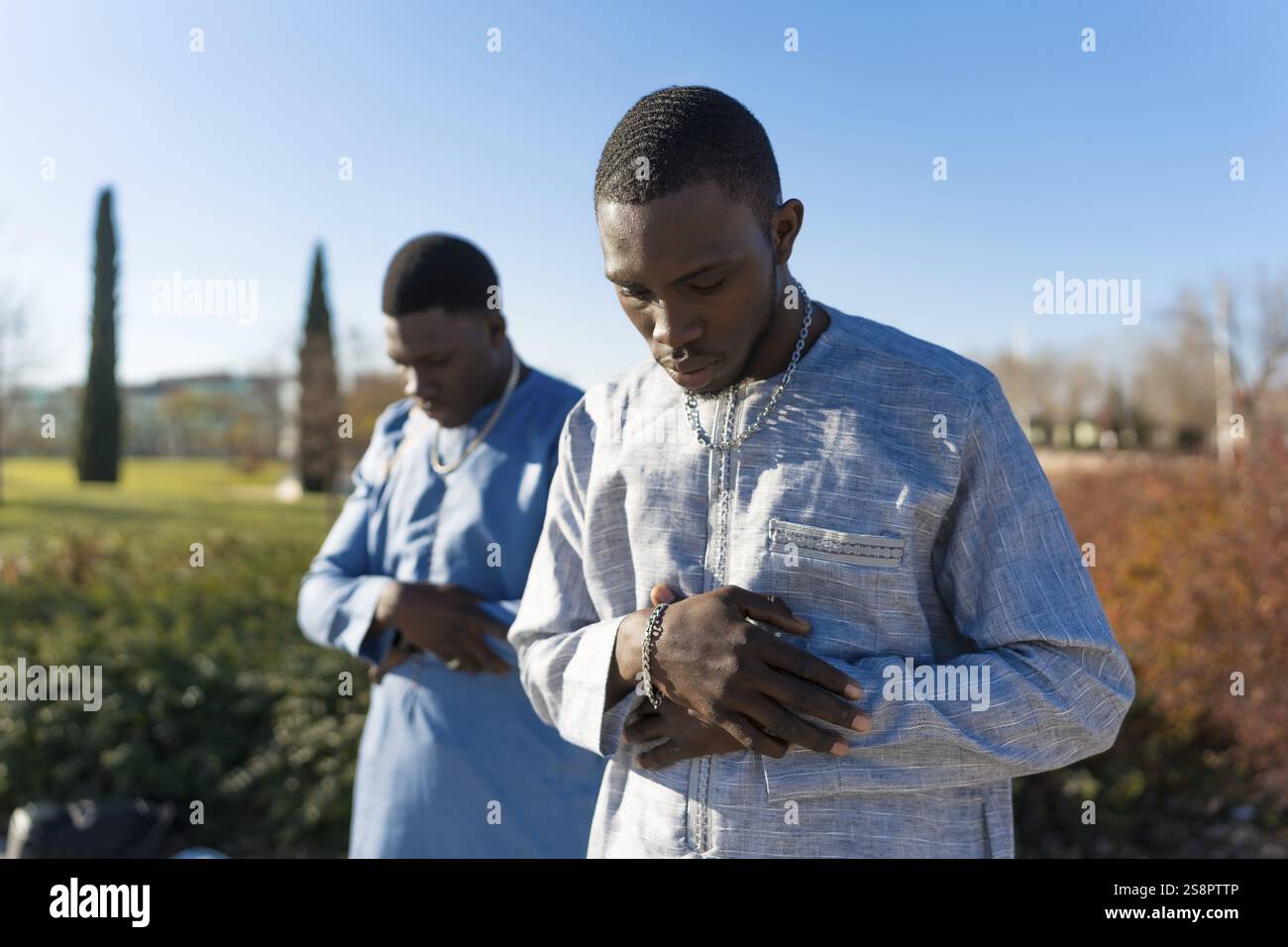 Two young african senegalese men wearing traditional dashiki clothing ...
