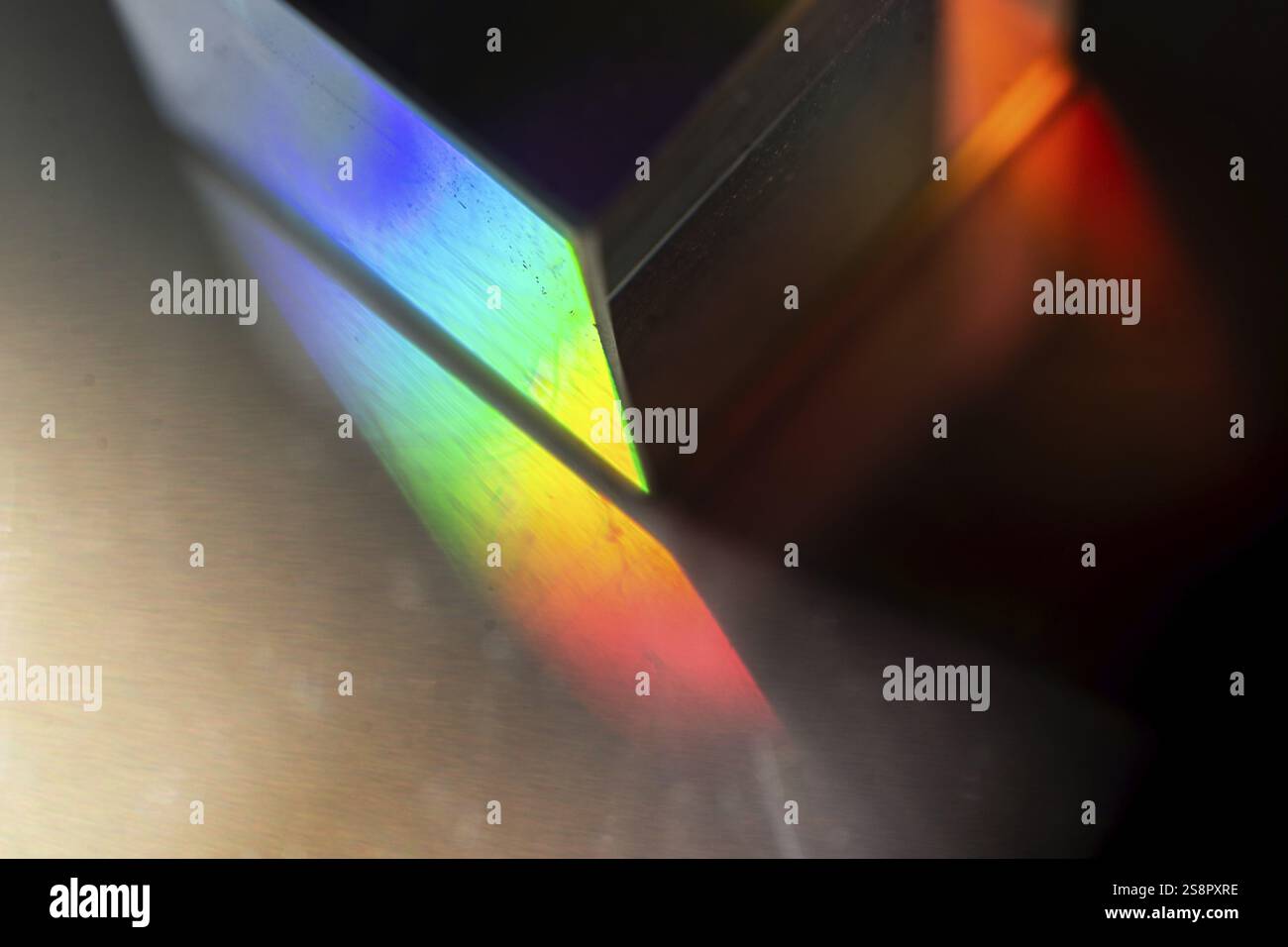 Optical glass cube Light dispersion, spectrum. Physics optics Stock Photo - Alamy