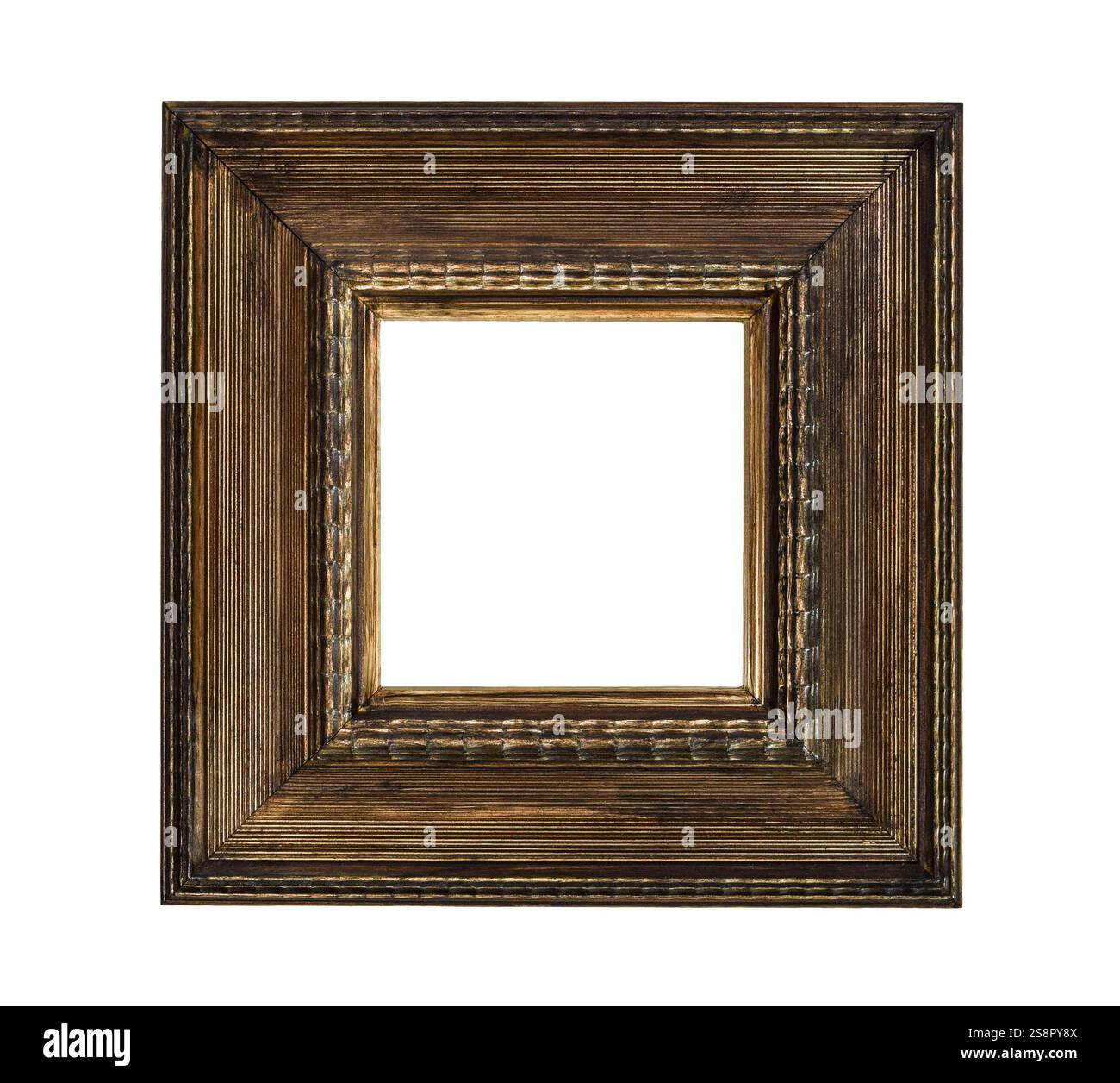 Golden wooden square picture frame with isolated cutout Stock Photo - Alamy