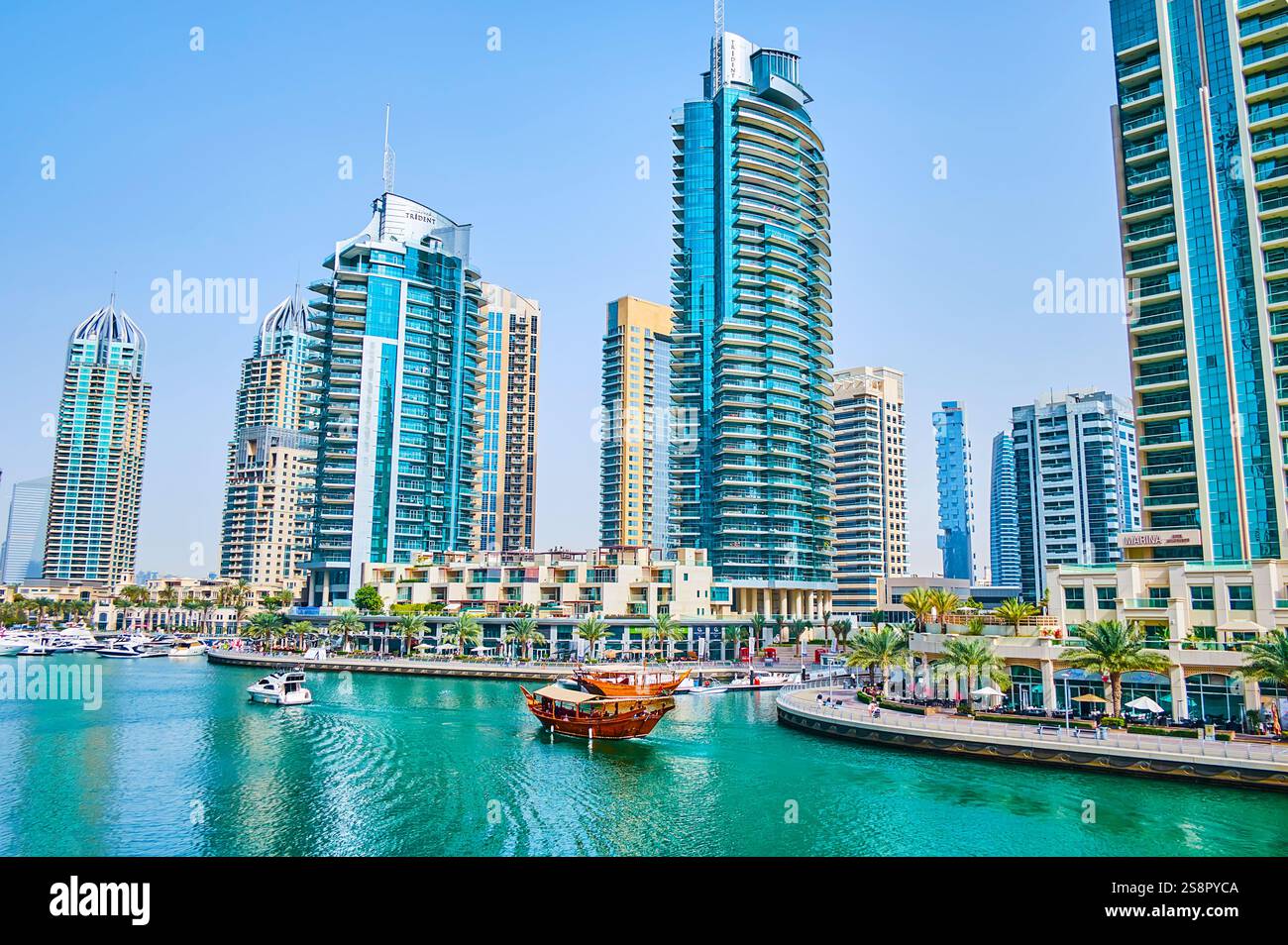 DUBAI, UAE - MARCH 2, 2020: Relax in Dubai Marina with a view on ...