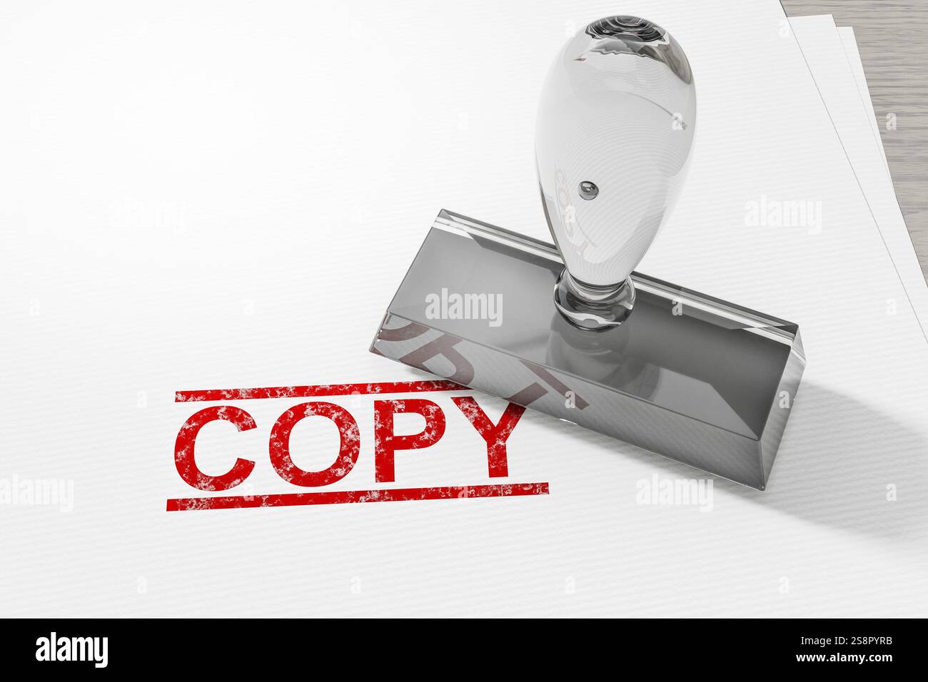 Red copy stamp on white paper background 3D illustration Stock Photo ...