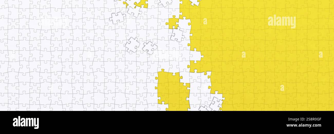 A white and yellow jigsaw banner background illustration Stock Photo ...