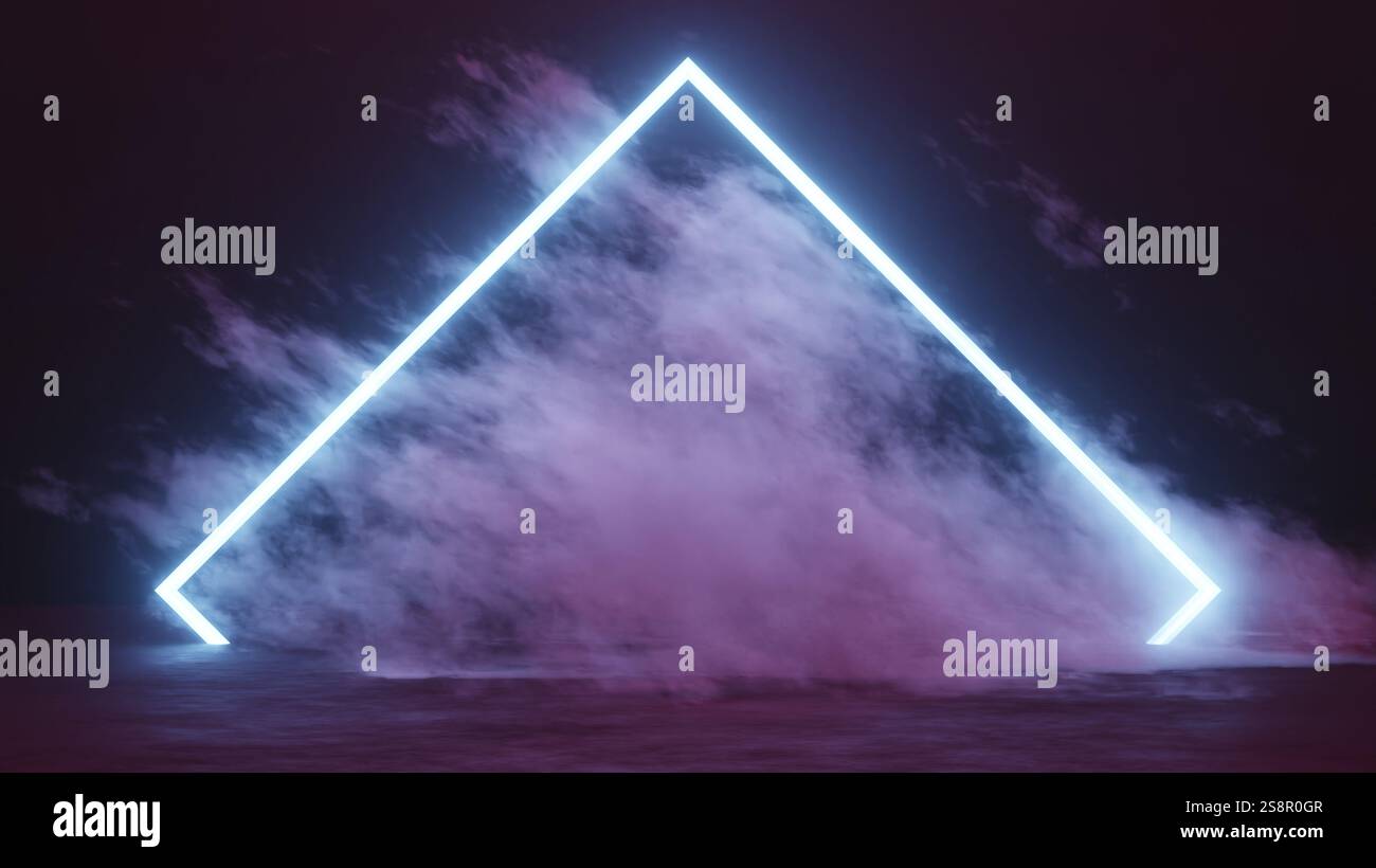 Neon tube tilted square with smoke background. 3D illustration Stock ...