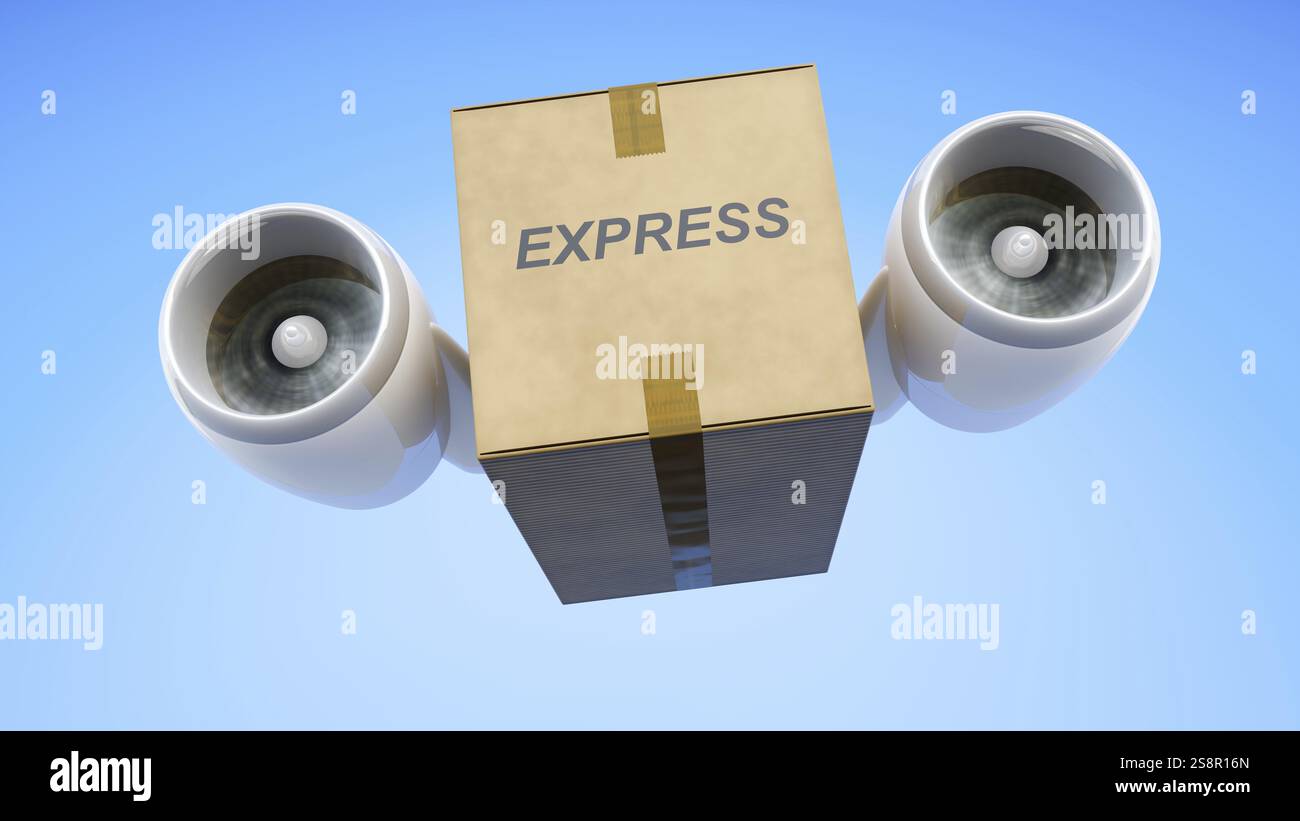A freight box jet propulsion. 3D illustration Stock Photo - Alamy