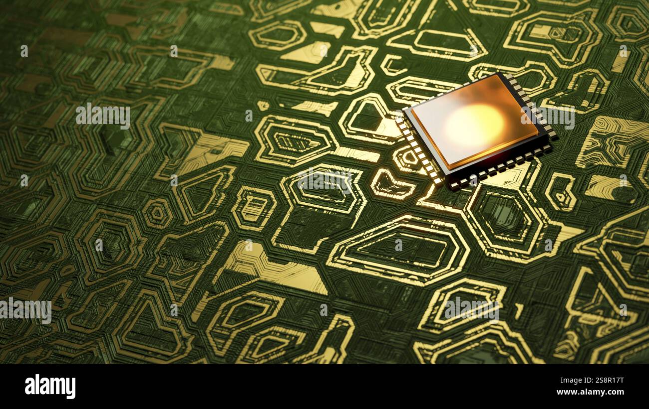 Modern cpu future glow dark background 3D illustration Stock Photo - Alamy