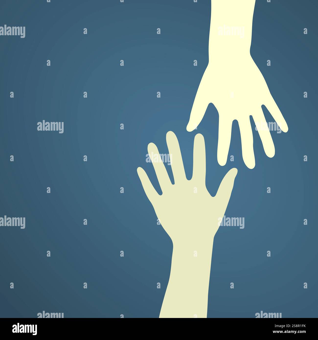 An illustration of reaching out to give a helping hand Stock Photo - Alamy