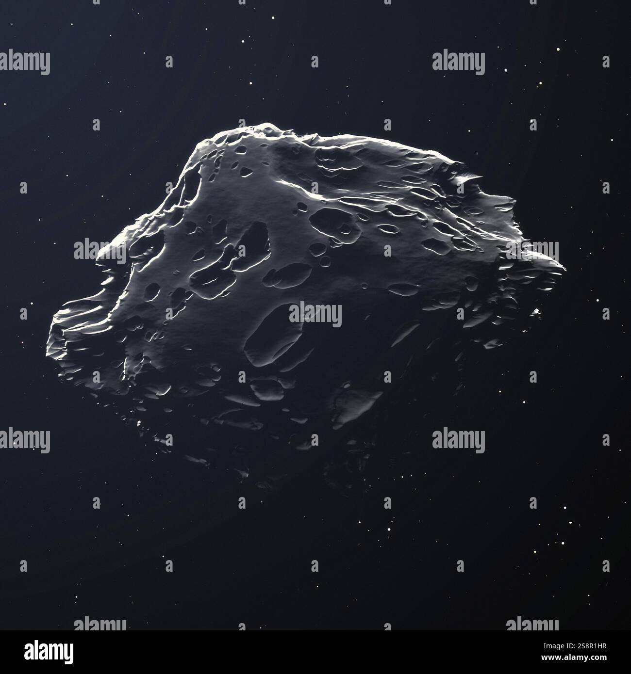 A big asteroid in open space. 3D illustration Stock Photo - Alamy