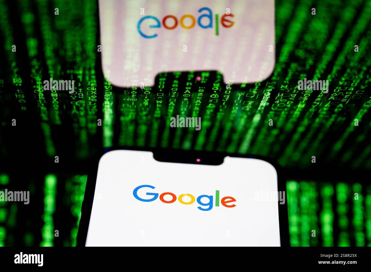 In this photo illustration, a Google logo seen displayed on a ...