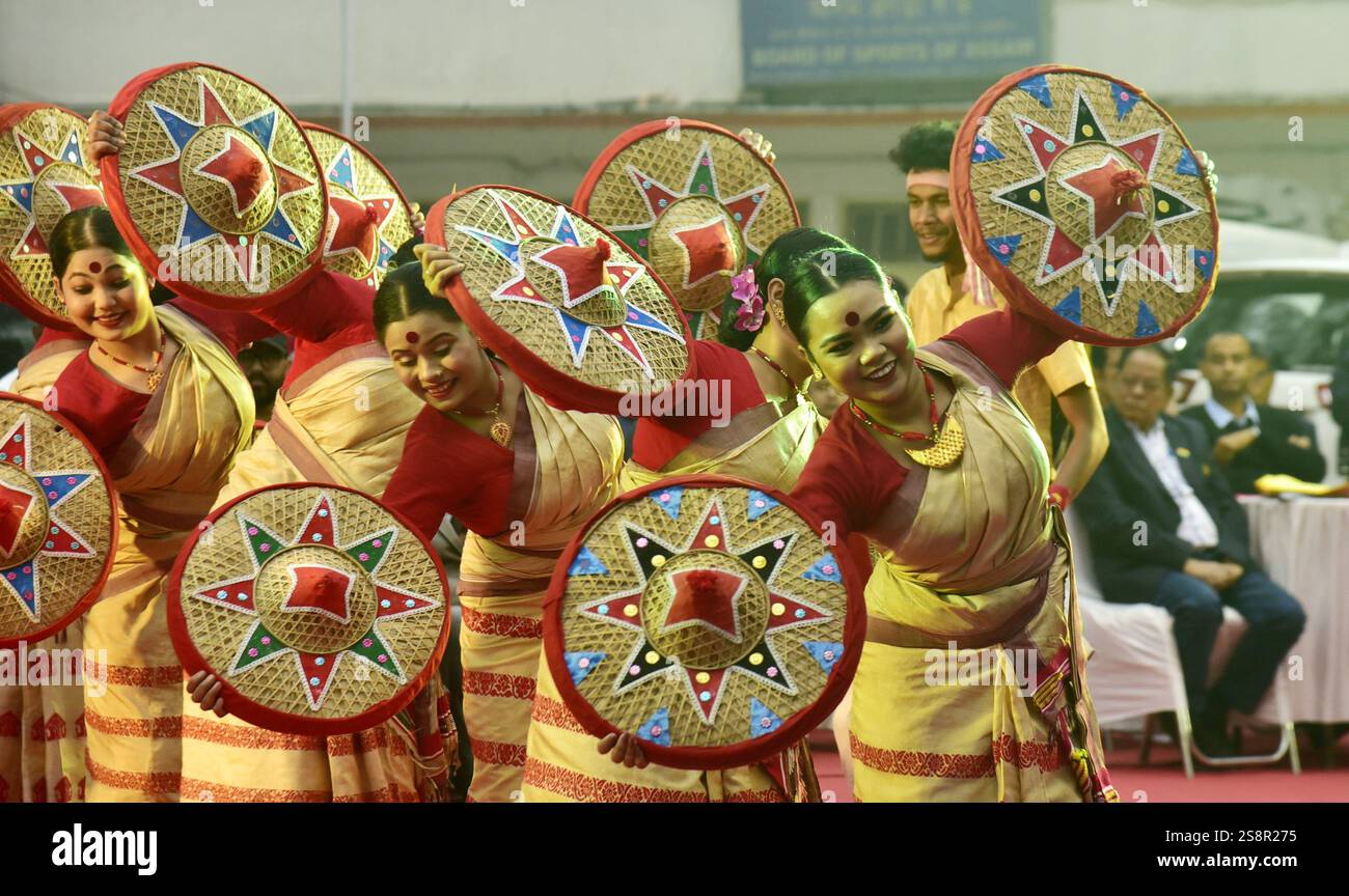 January 23, 2025, Guwahati, Guwahati, India: Assamese girls perform ...