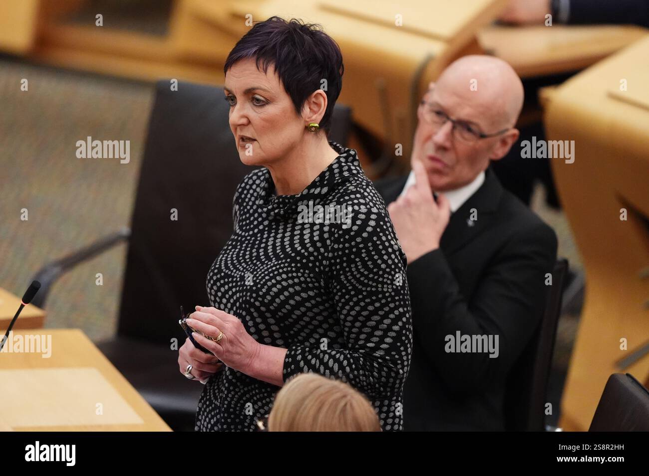 Justice Secretary Angela Constance takes questions after her statement ...