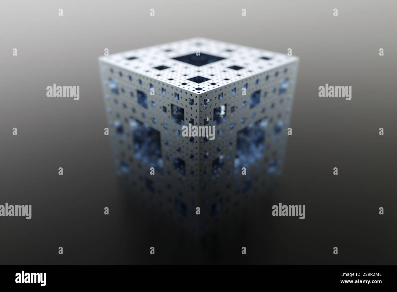 A metal menger sponge fractal 3D illustration Stock Photo - Alamy