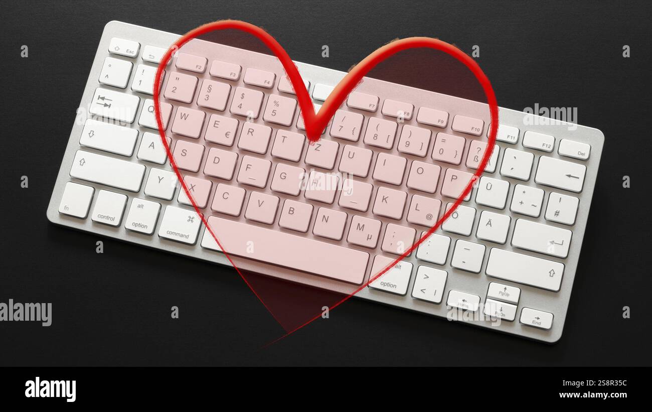 An image of a typical computer keyboard with a red heart overlay Stock ...
