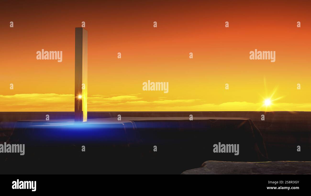 A strange monolith, science fiction 3D illustration Stock Photo - Alamy