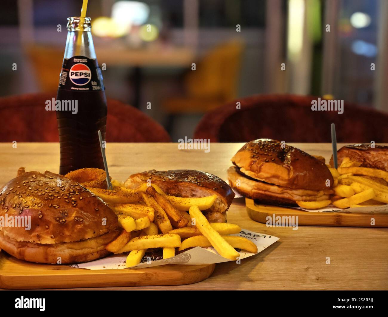 Trabzon, Turkey - November 13, 2024: A serving of burger, french fries ...