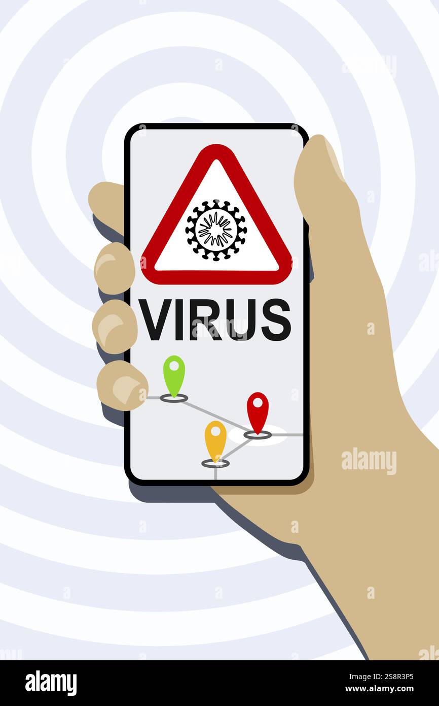 An illustration of a mobile phone virus detection app Stock Photo - Alamy