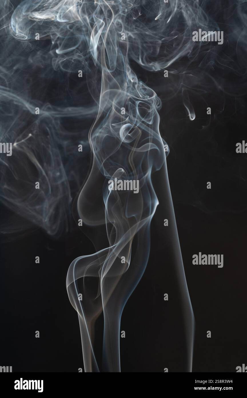 Smooth dense white smoke effect close up on black background Stock ...