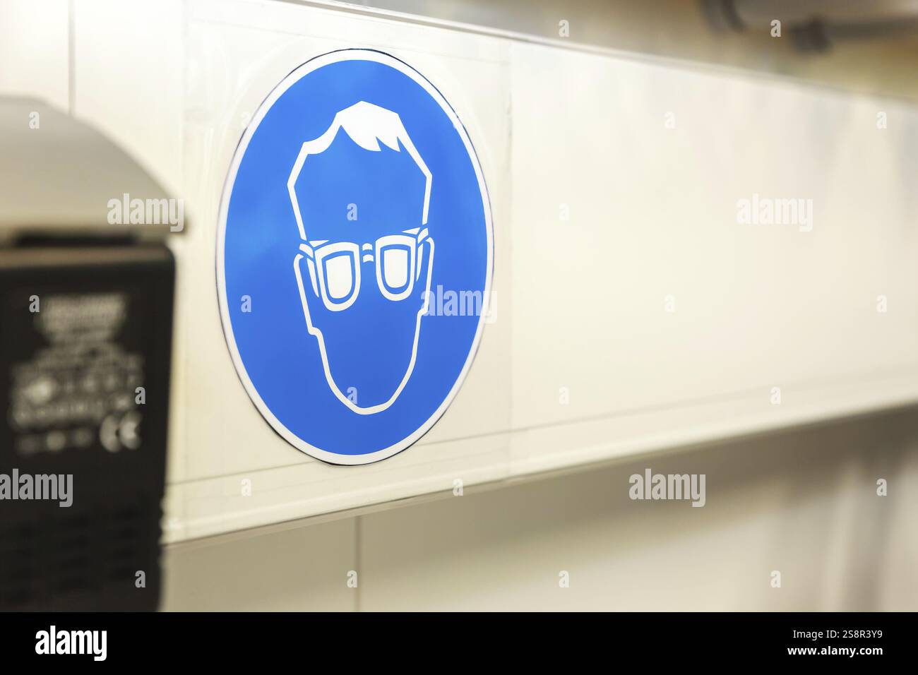 An image of a laboratory safety glasses sign Stock Photo - Alamy