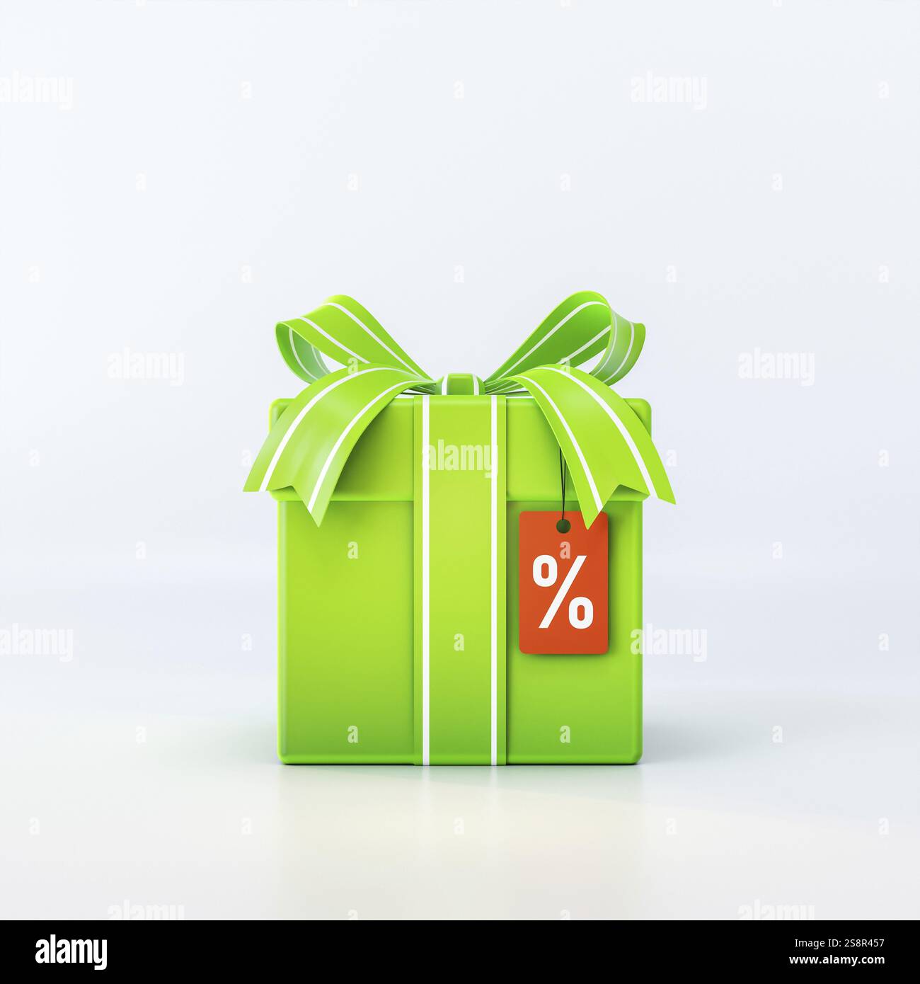 A typical gift box with percent price tag. 3D illustration Stock Photo ...