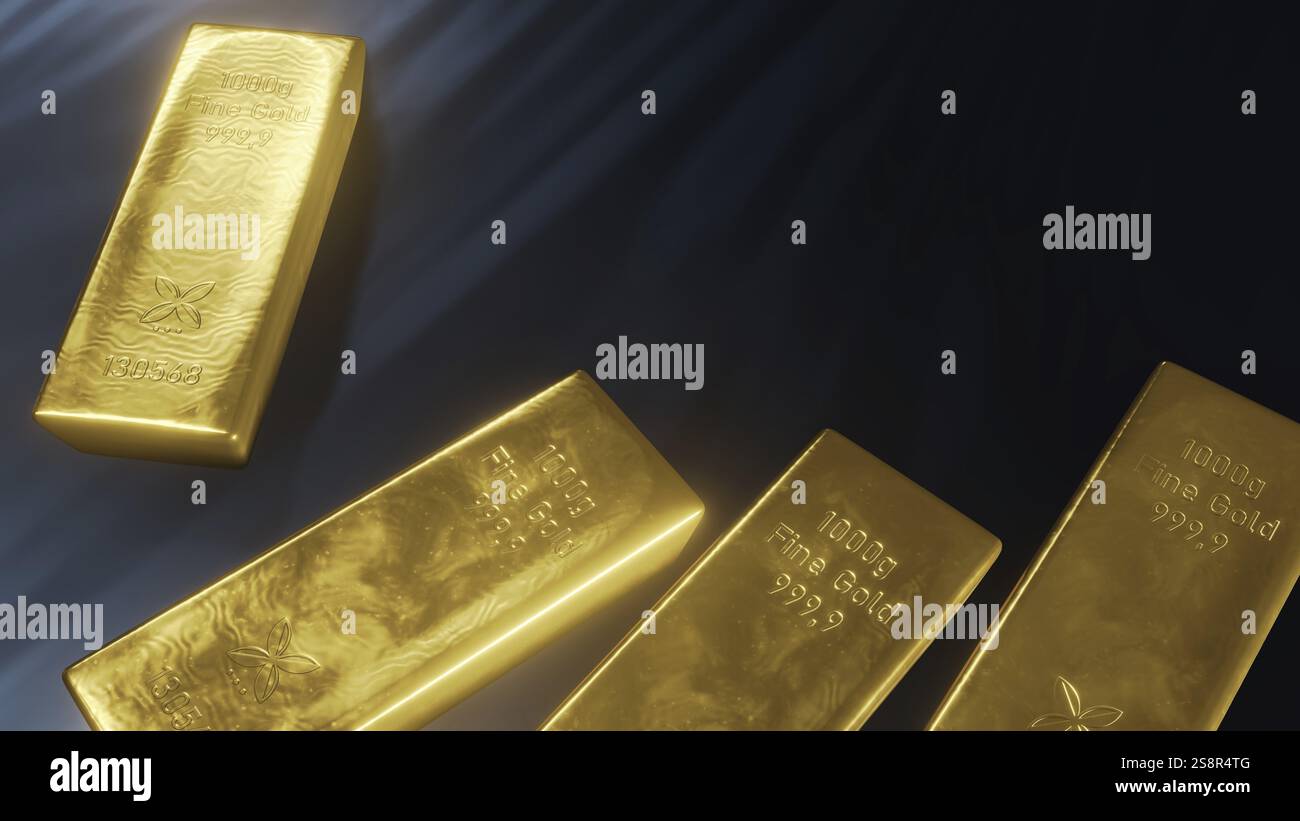 Some typical gold ingot 3D illustration Stock Photo - Alamy