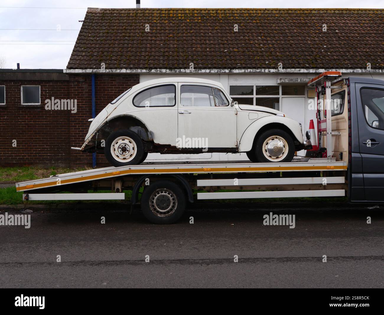 Classic vw aircooled beetle restoration project car on the back of a ...