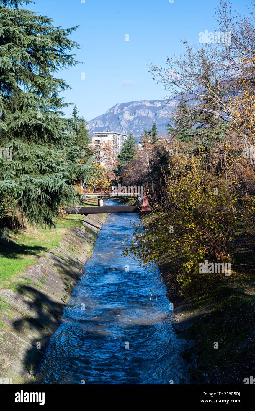 The LanÃ river in the city center of Tirana, Albania, DEC 13, 2024 ...