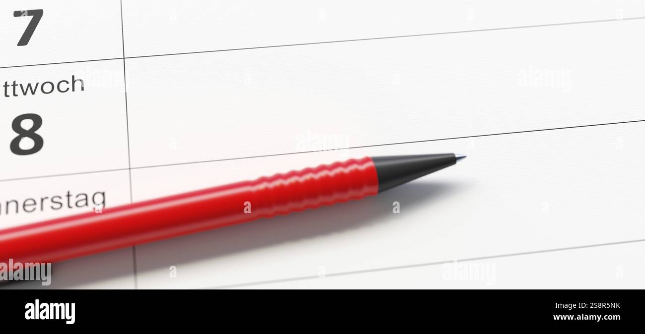 Typical german language calendar with pen and space for your message ...