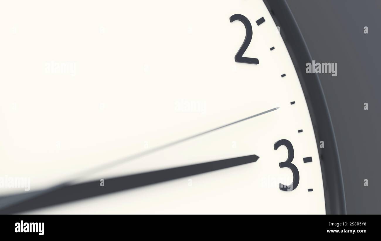 Clock detail pointing to three 3D illustration Stock Photo - Alamy