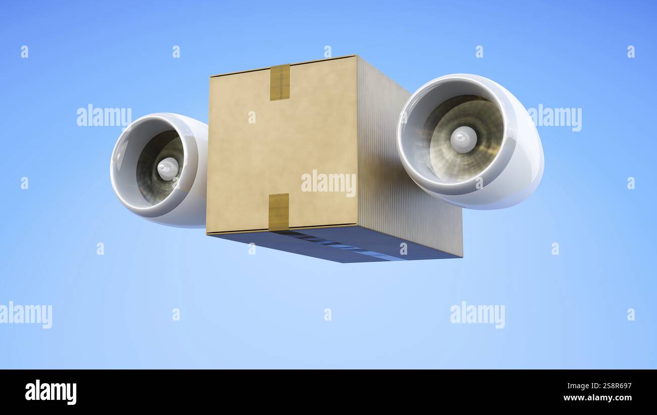 A freight box jet propulsion. 3D illustration Stock Photo - Alamy
