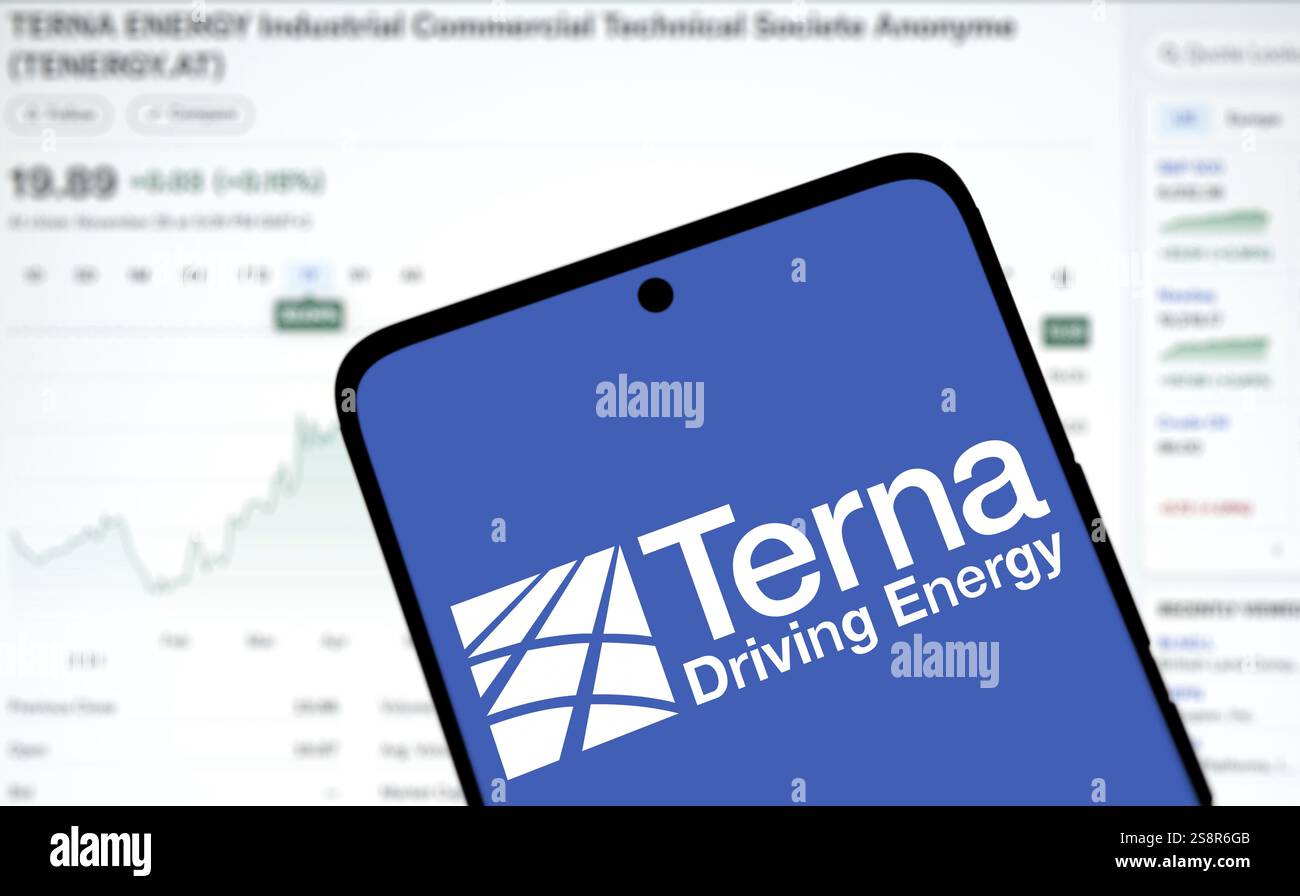Terna driving energy logo is displayed on smartphone.Terna S.p.A. is a ...