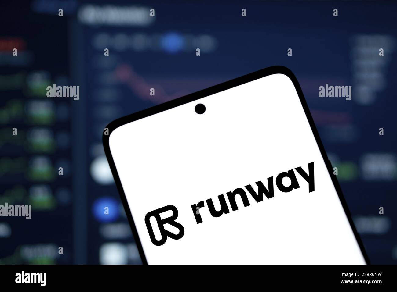runway logo is displayed on smartphone. Runway AI Inc is an American ...