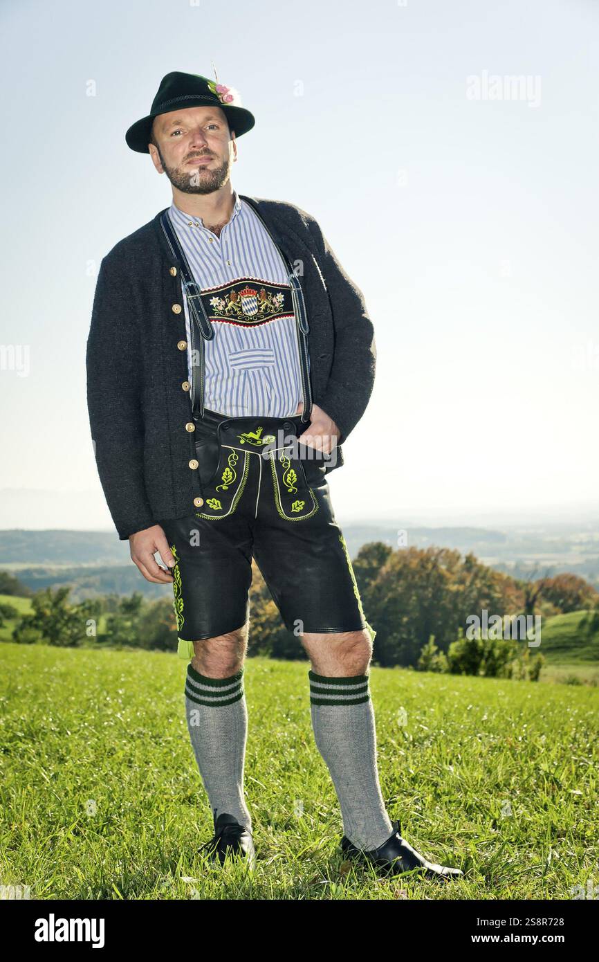 A traditional bavarian man in the autumn nature Stock Photo - Alamy