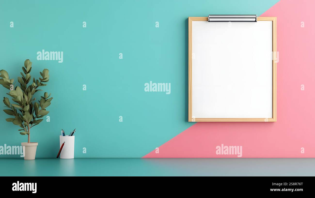 Clean and modern 3D of a whiteboard with minimalist diagrams displayed ...