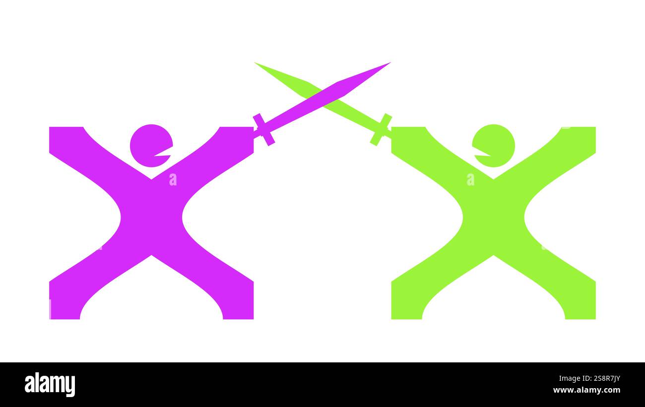 An illustration of a two abstract sword fighting men Stock Photo - Alamy