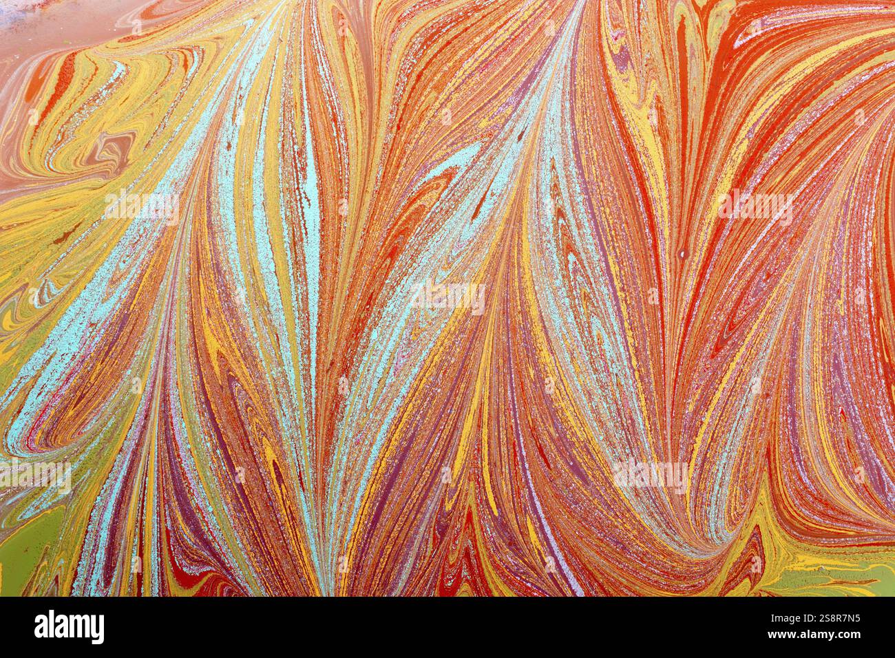 Beautiful abstract art of Ebru marbling painting techniques on water ...