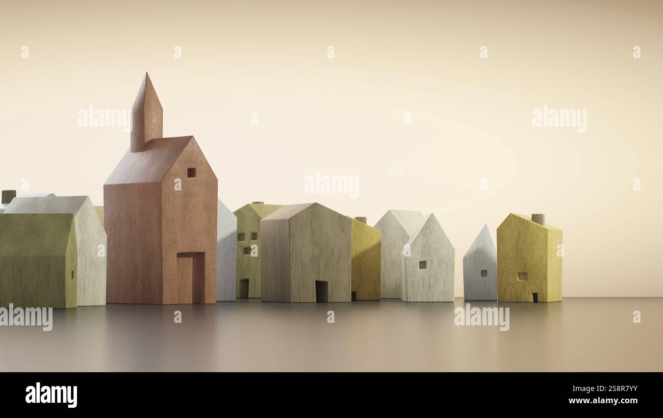 Church at home, community service at home, gospel mission. 3D ...