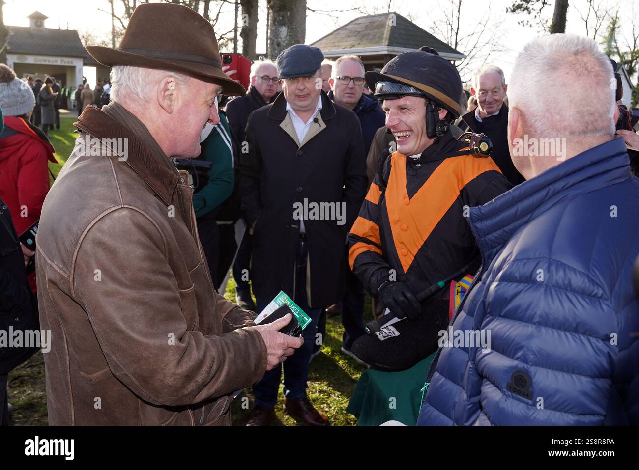 Jockey Paul Townend and trainer Willie Mullins after winning the Goffs ...